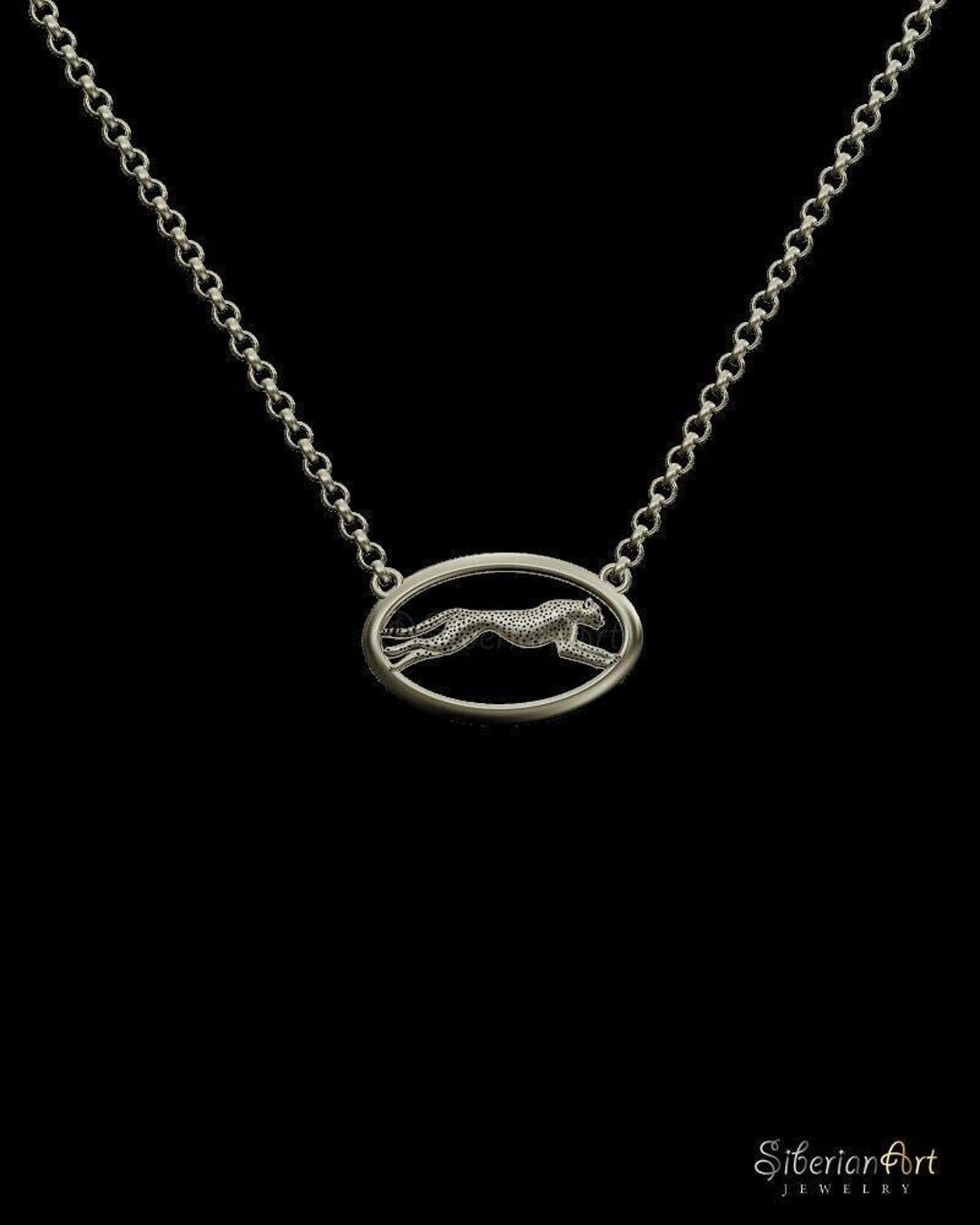 14k Yellow Gold Wild Cheetah Running Cheetah Necklace Gift for Cheetah ...