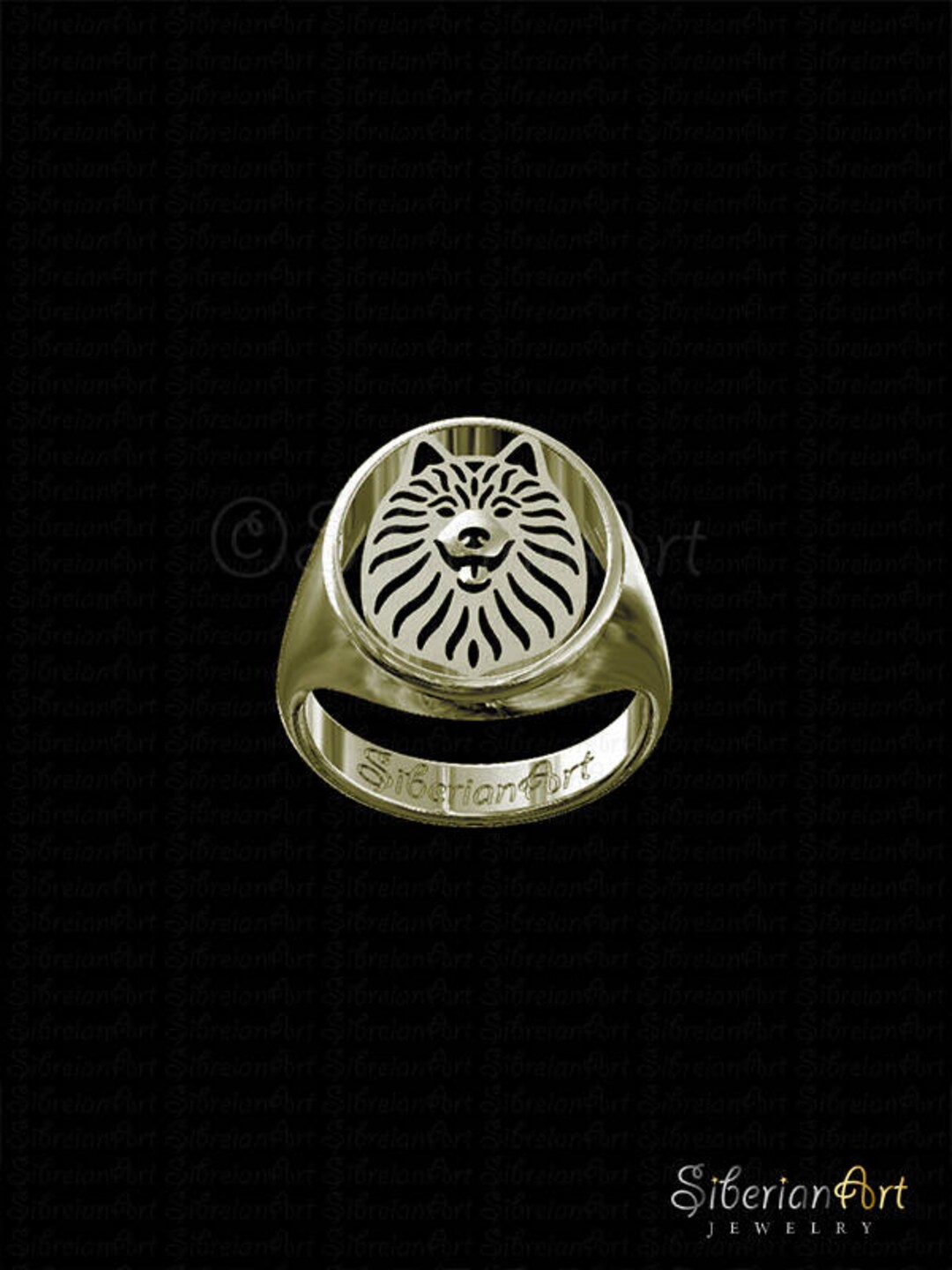 14k Yellow Gold Pet Dog American Eskimo Dog Ring Gift for Dog Lovers ...