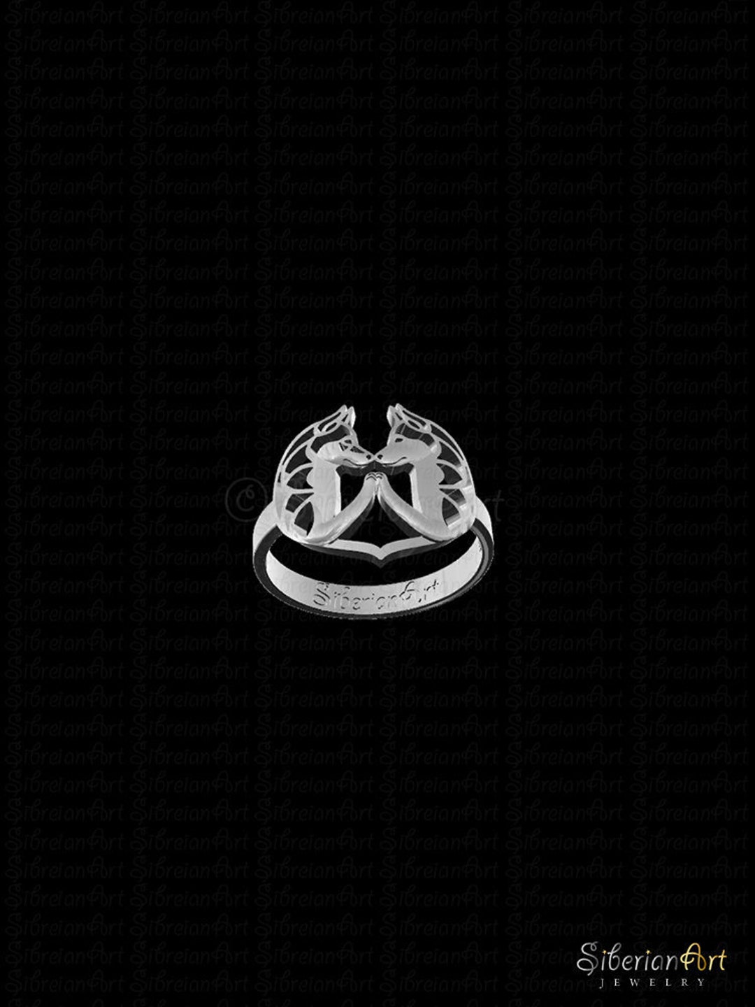 Siberian Husky Heart Ring Sterling Silver 925 Gift for Dog Lovers and ...