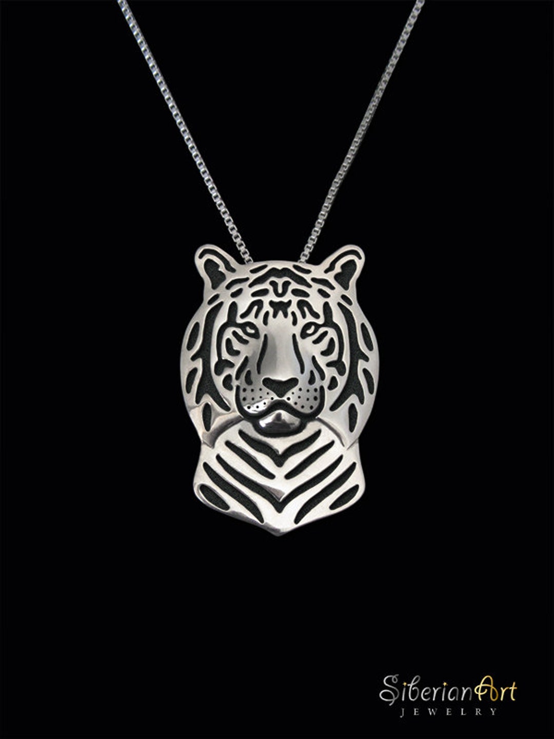 Tiger Sterling Silver Pendant and Necklace. - Etsy