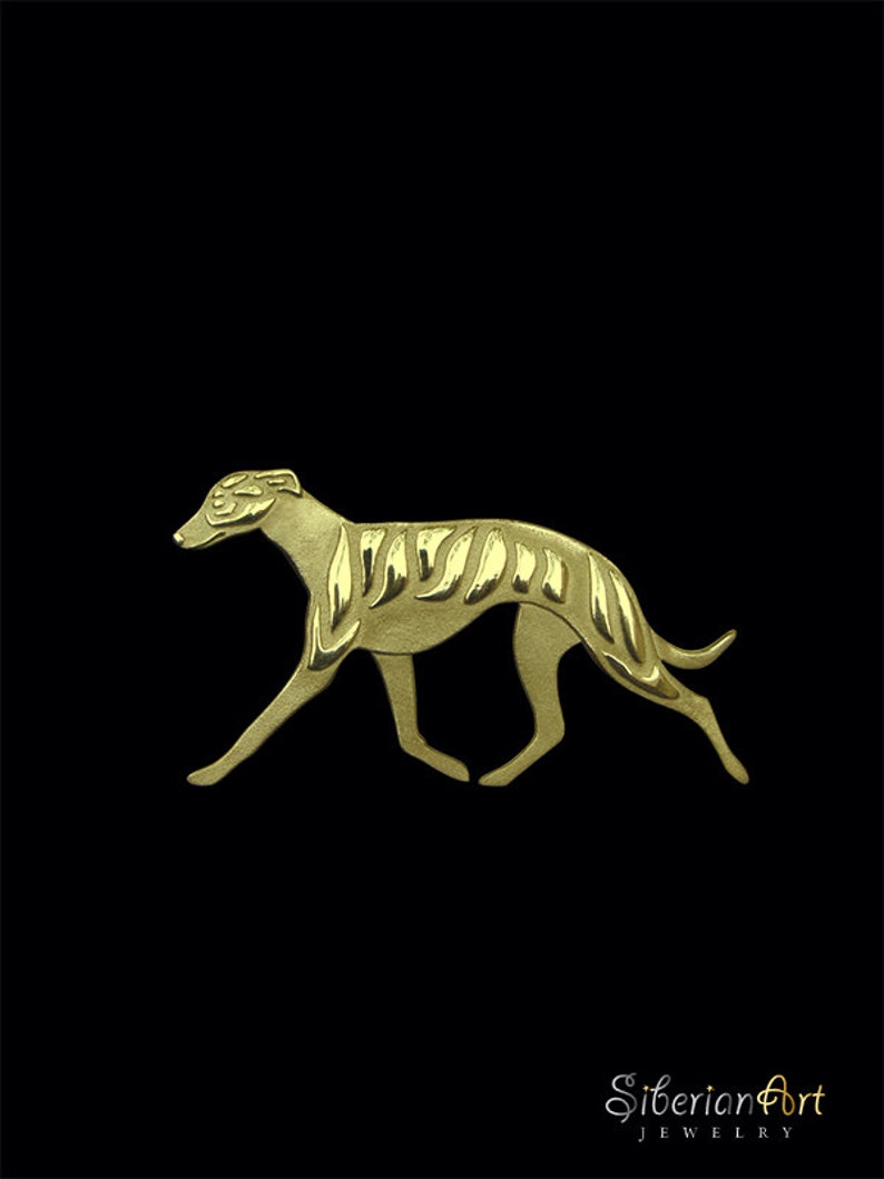 Whippet Movement Brooch Solid Gold - Etsy