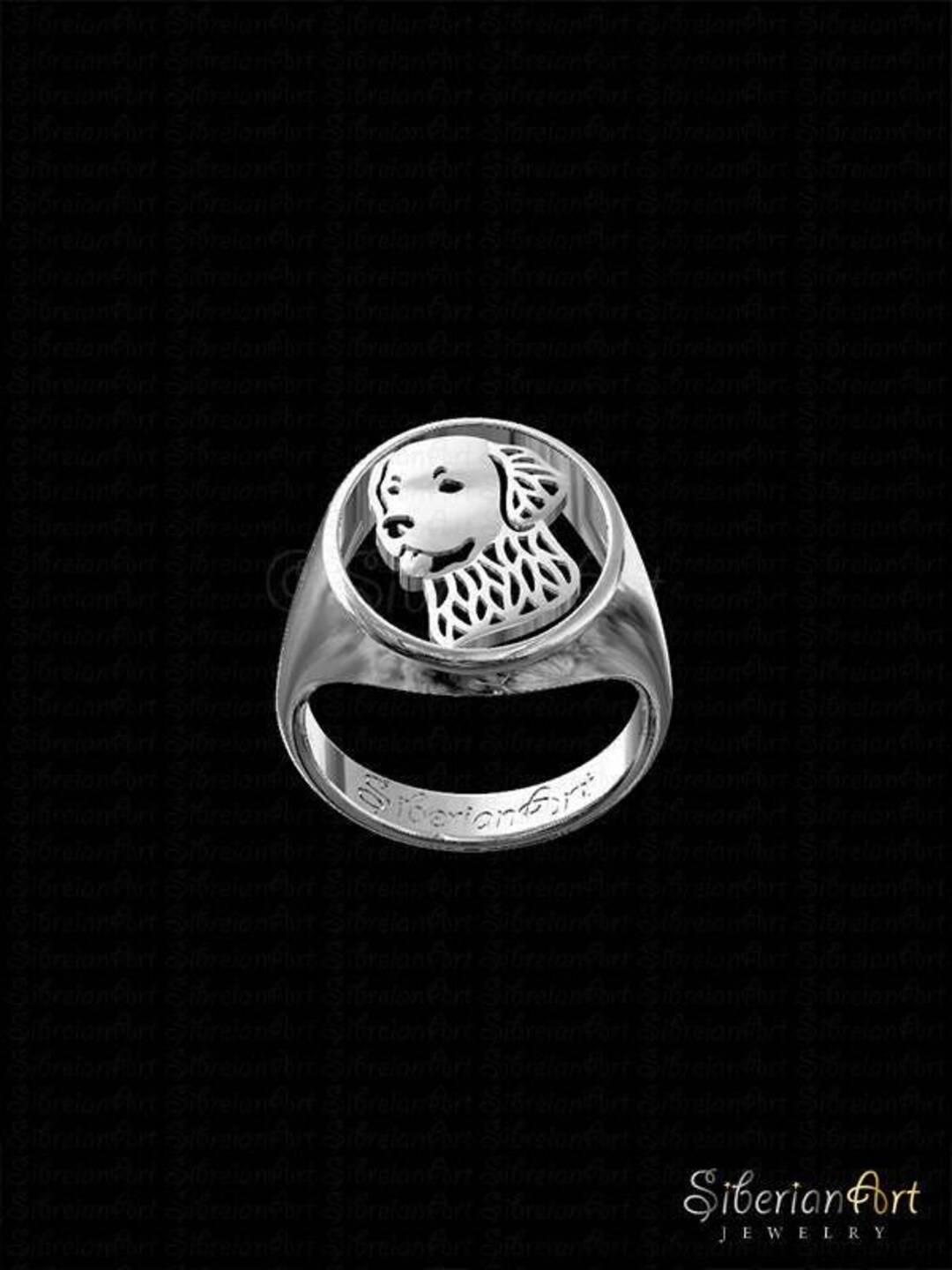 Sterling Silver Golden Retriever Ring - Etsy