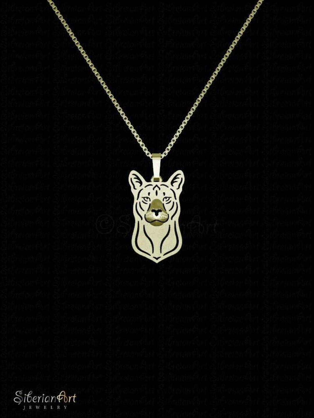 14k Yellow Gold Wild Cat Puma Necklace Gift for Cat Lovers Cat Necklace ...