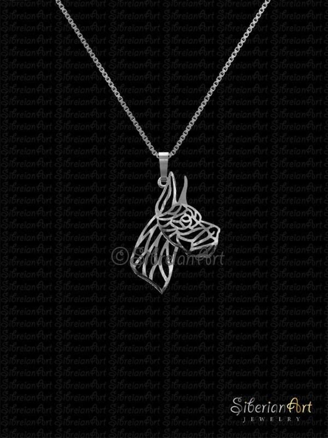 925 Sterling Silver Great Dane Profile Necklace Gift for Dog Lovers Dog ...