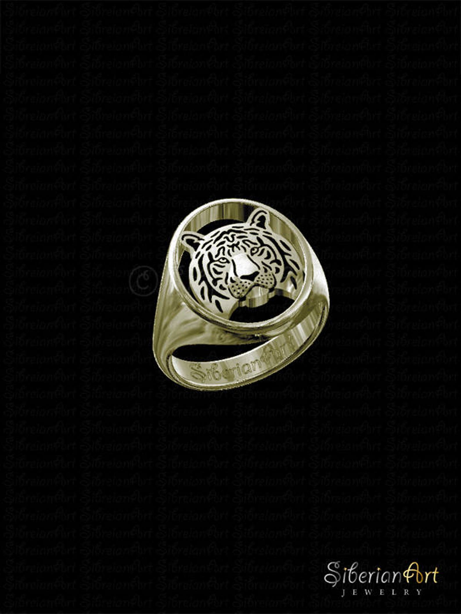Tiger Ring Solid 14k Gold Gift for Animal Lovers Big Cat - Etsy