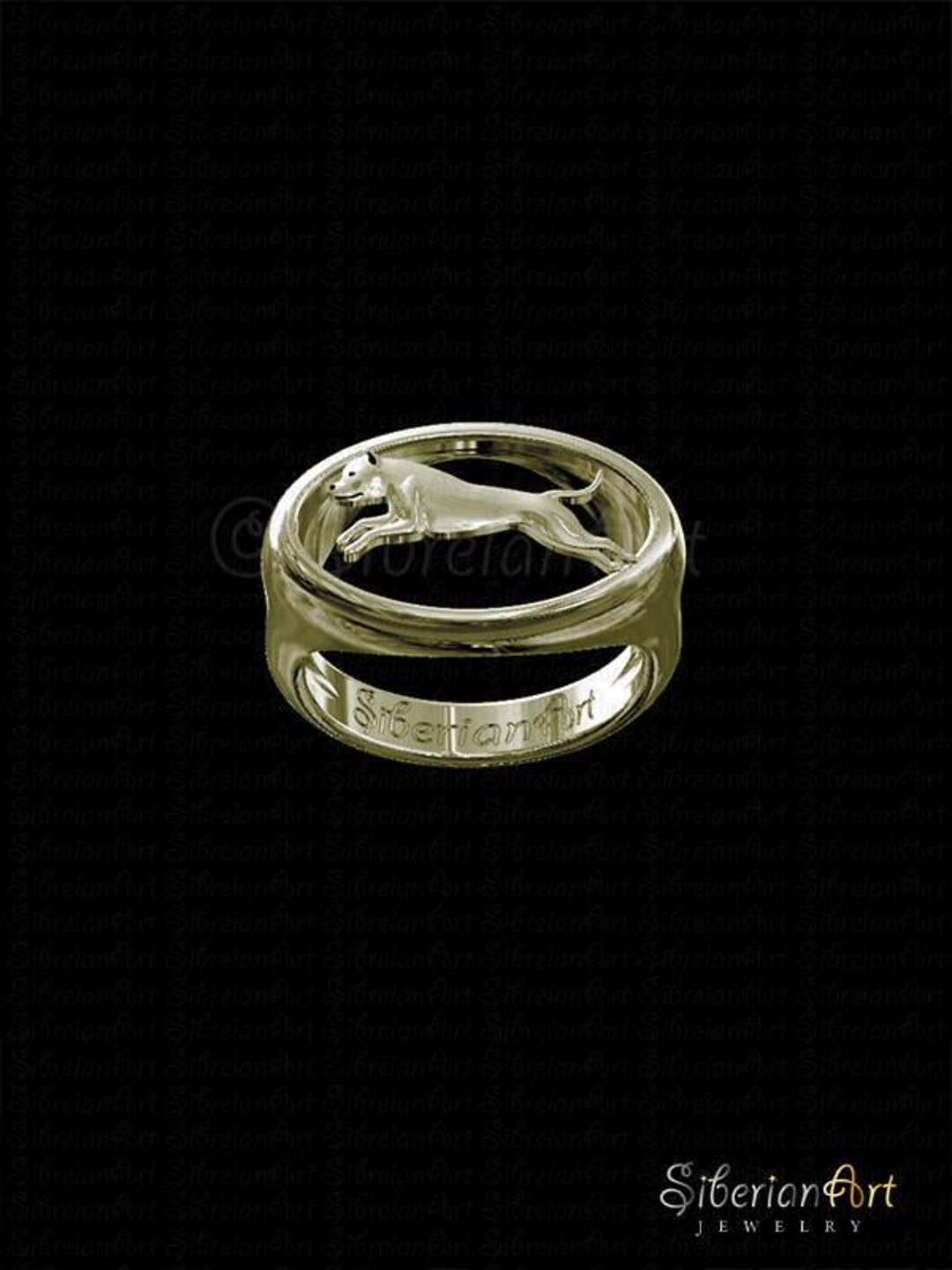 14k Yellow Gold Pitbull Ring - Etsy