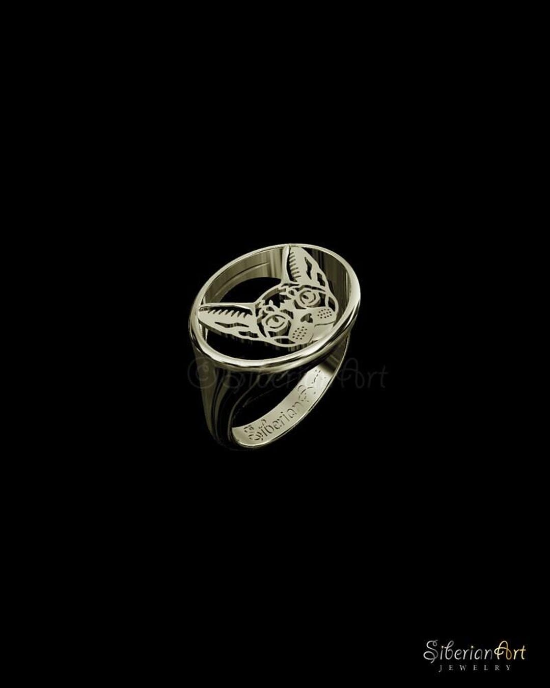 14k Yellow Gold Pet Cat Abyssinian Cat Ring Gift for Cat Lovers Cat ...