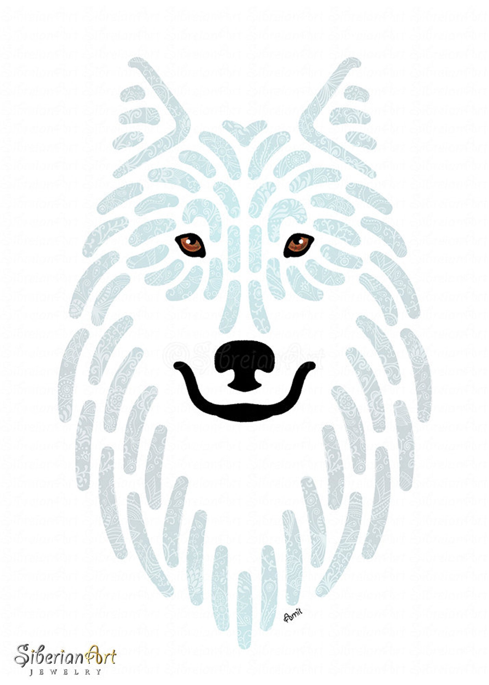 Wolf Print Wildlife Artwork Portrait Wolves Artwork - Etsy