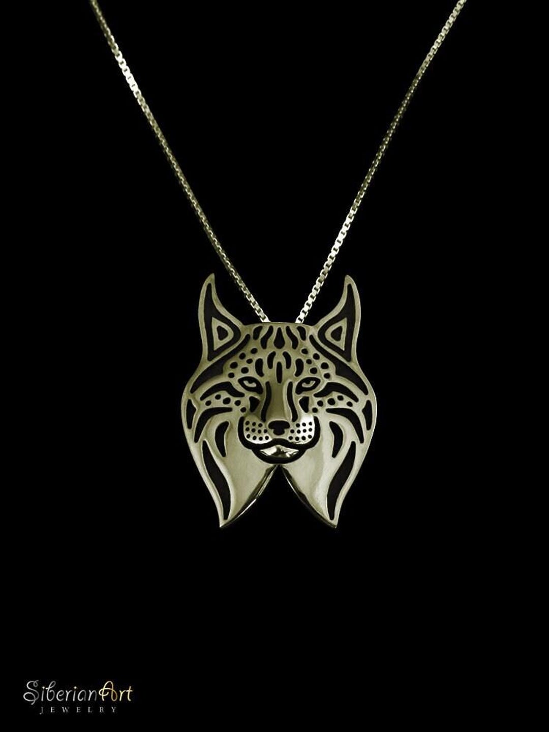14k Yellow Gold Wild Lynx Iberian Lynx Necklace Gift for Lynx Lovers ...