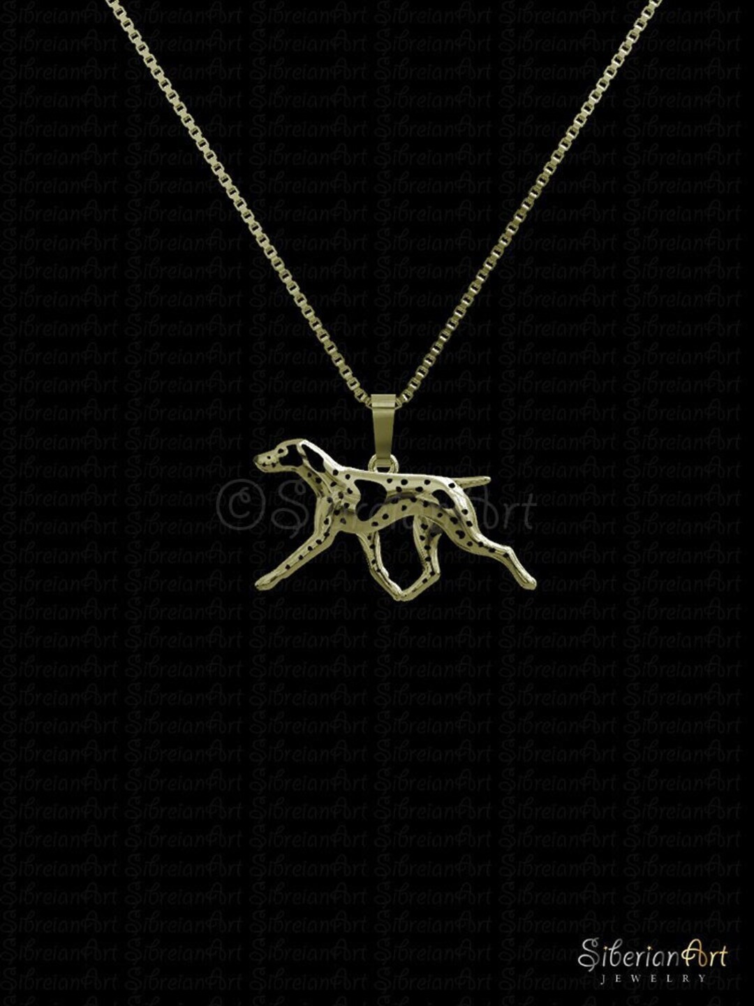 German Shorthaired Pointer Movement Jewelry Solid Gold Pendant and ...