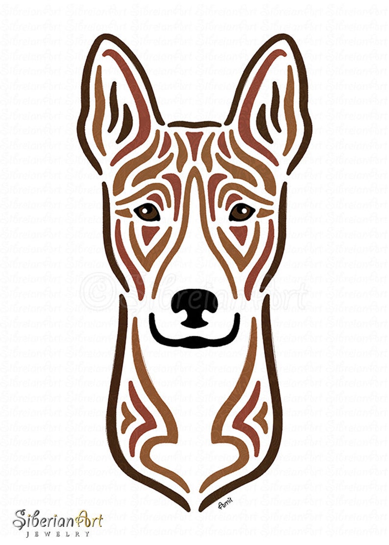 Basenji red print | Etsy