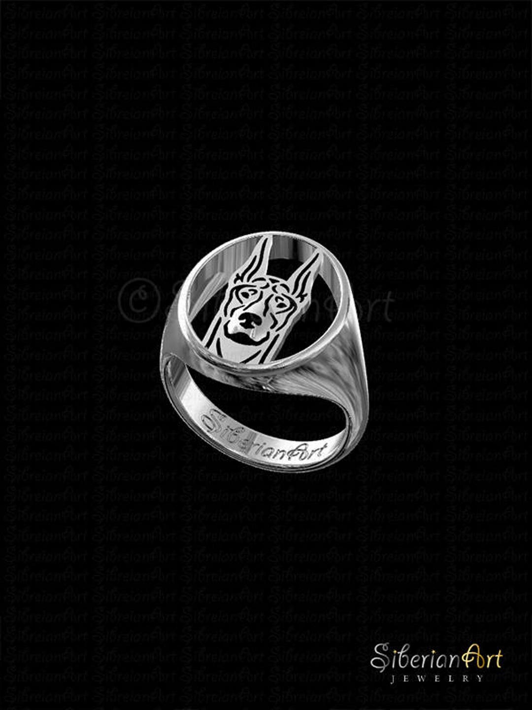 Doberman Ring Sterling Silber 925 Geschenk für Hundeliebhaber und ...