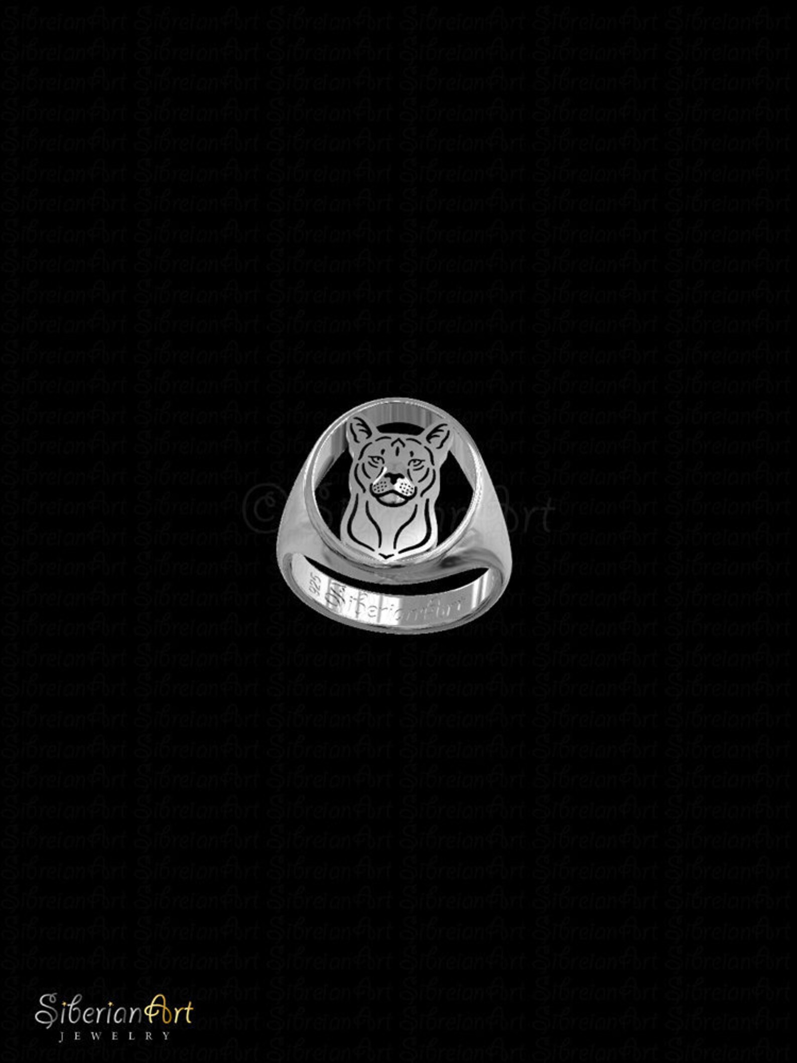 Puma ring sterling silver 925 cougar mountain lion big | Etsy