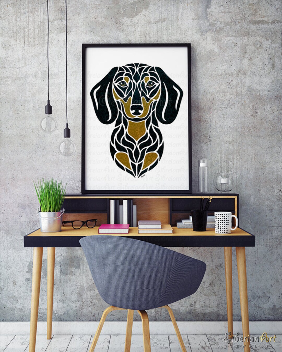 Dachshund Print Artwork Gift for Dog Lovers Painting Wall Art Dachshund ...