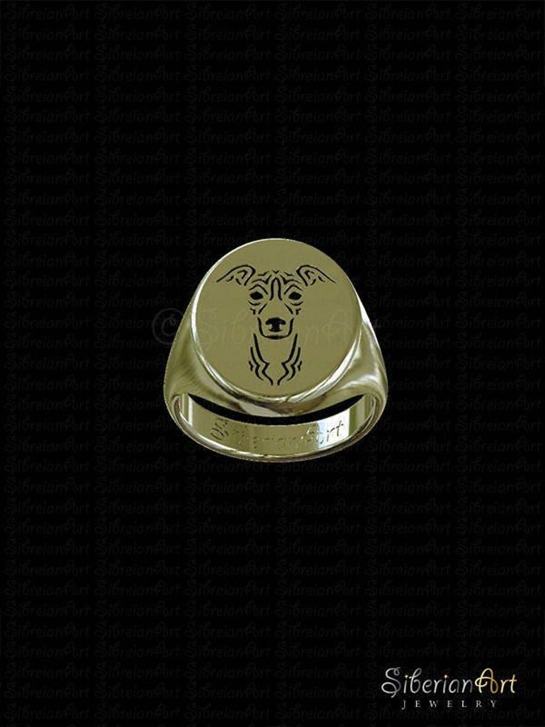 14k Yellow Gold Italian Greyhound Ring - Etsy