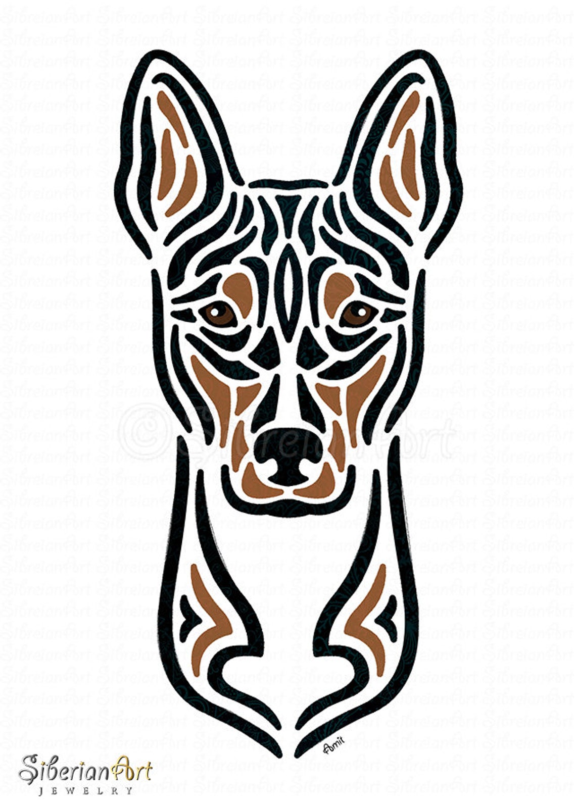 Basenji tricolor Print - Etsy