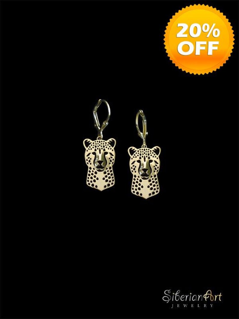 Cheetah Earrings Solid Gold. - Etsy