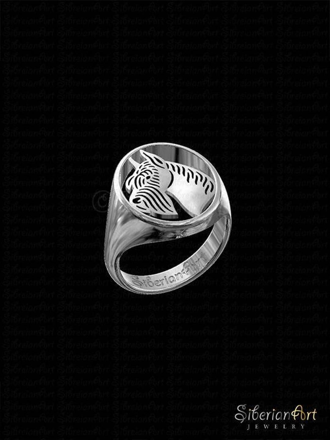 Sterling Silver Giant Schnauzer Ring - Etsy