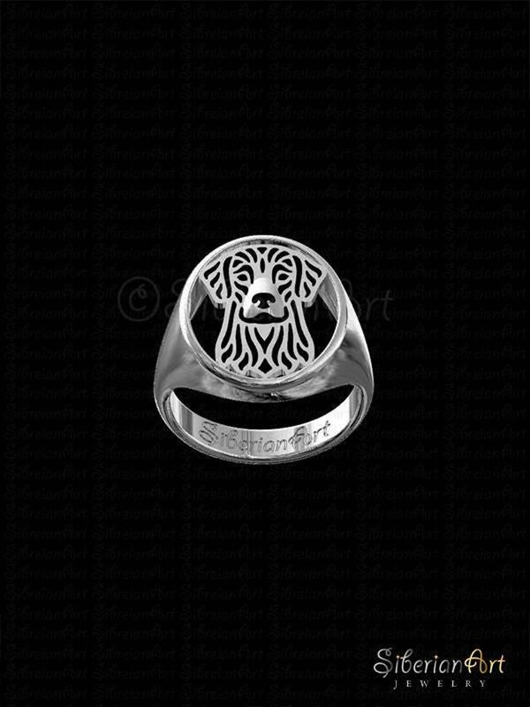 925 Sterling Silver Flat Coated Retriever Ring Gift for Dog Lovers Dog ...