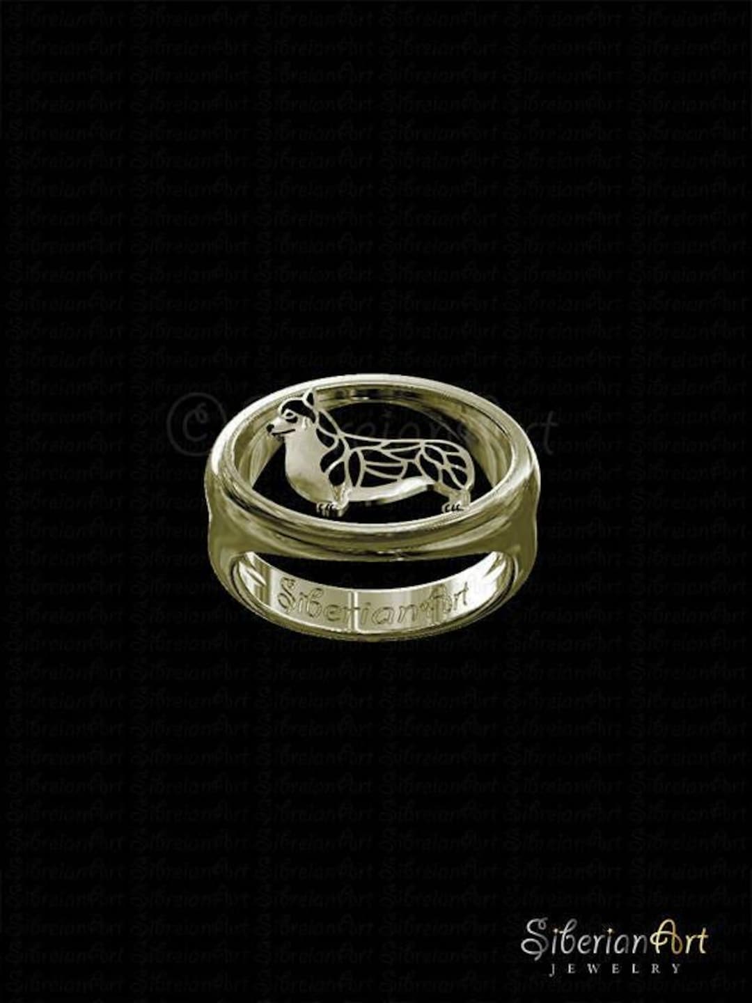 14k Yellow Gold Pembroke Welsh Corgi Ring - Etsy