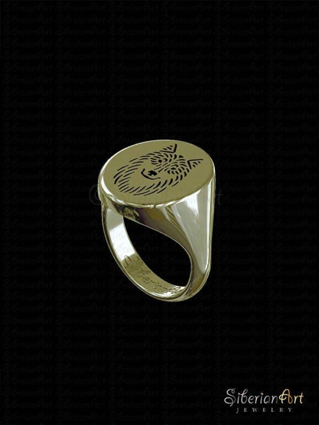 Handmade 14k Yellow Gold Wolf Signet Ring - Etsy