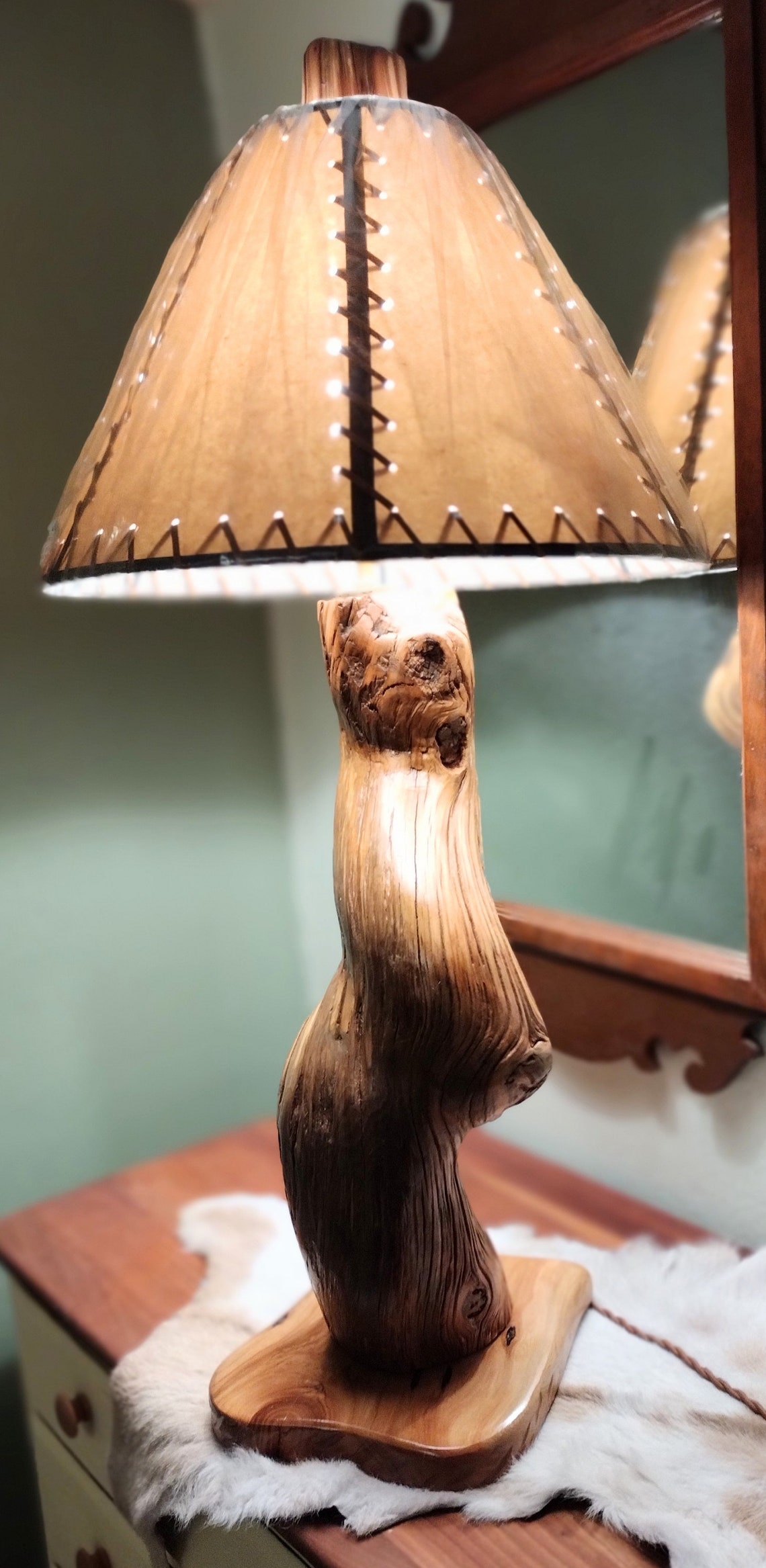 Pine Wood Lamp With Juniper Base - Etsy