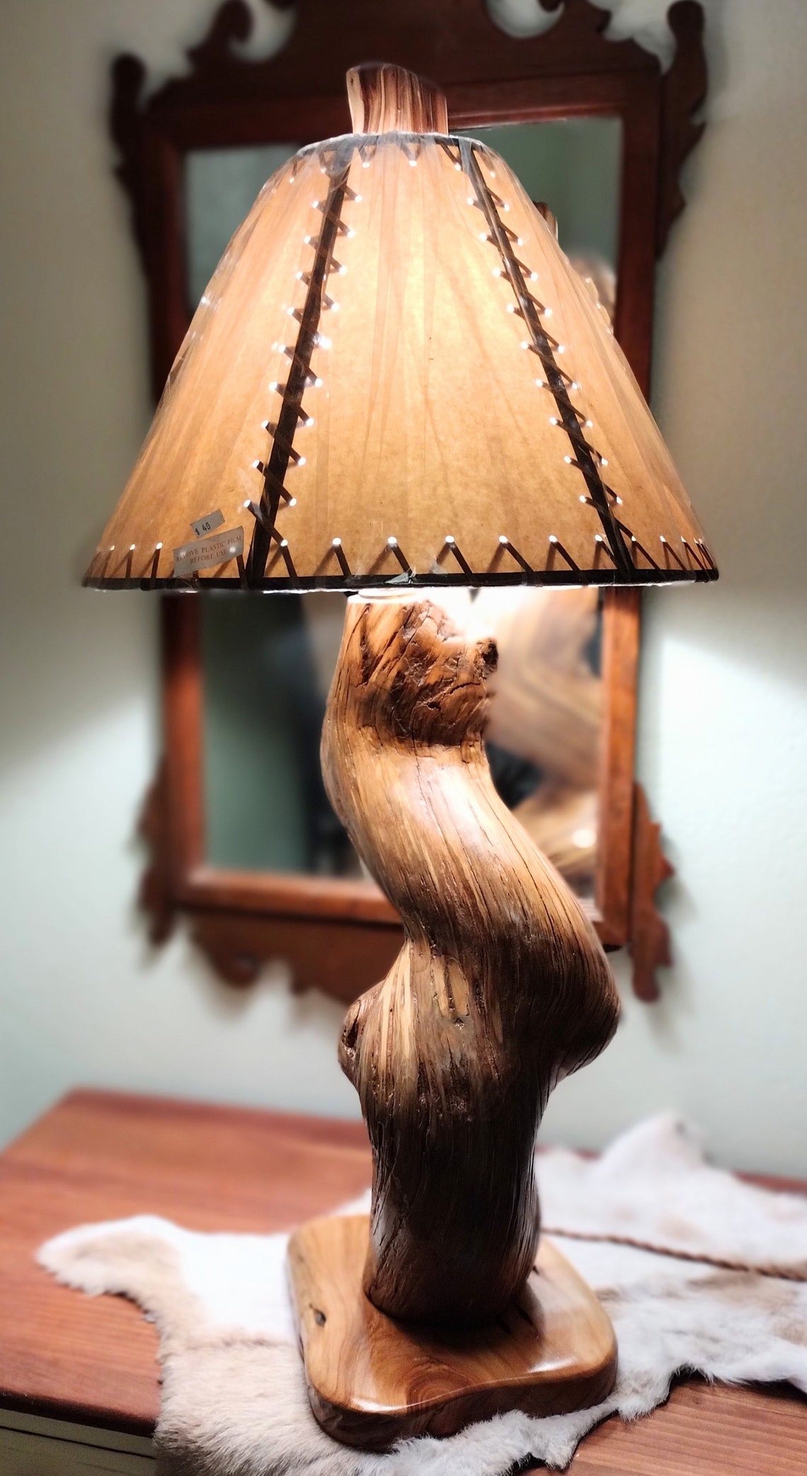 Pine Wood Lamp With Juniper Base - Etsy