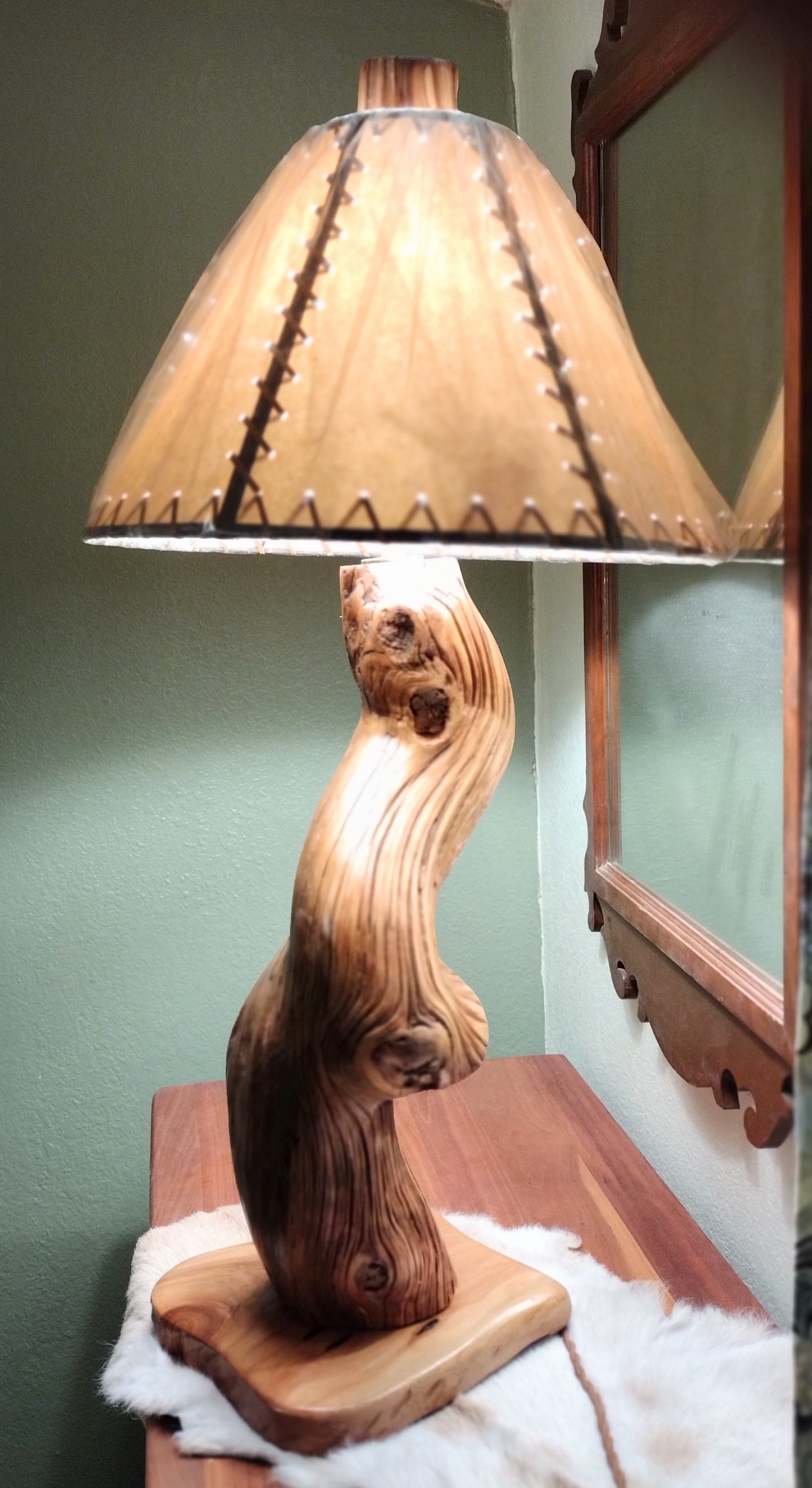 Pine Wood Lamp With Juniper Base - Etsy