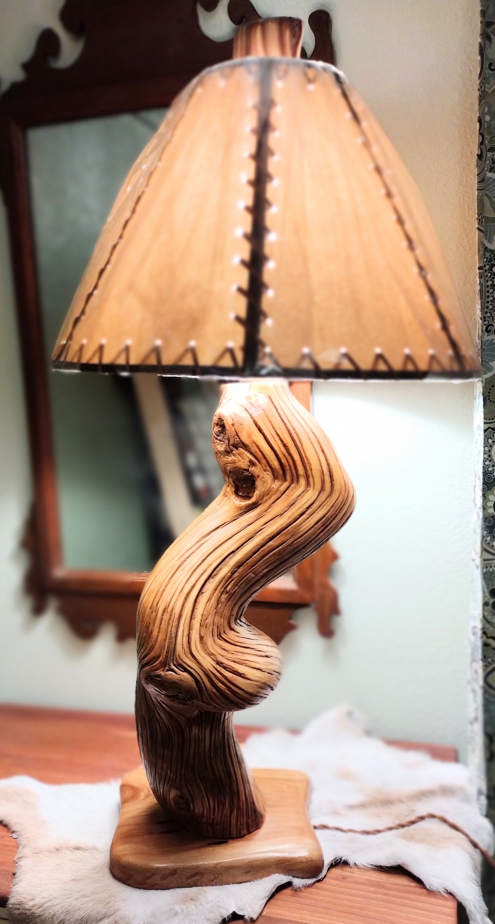 Pine Wood Lamp With Juniper Base - Etsy