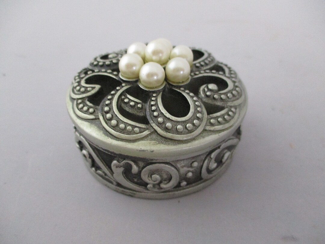 Vintage Trinket Holder With Faux Pearls, Vanity, Trinket - Etsy
