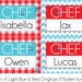 Chef Hat Stickers • With Names • Printable - Etsy
