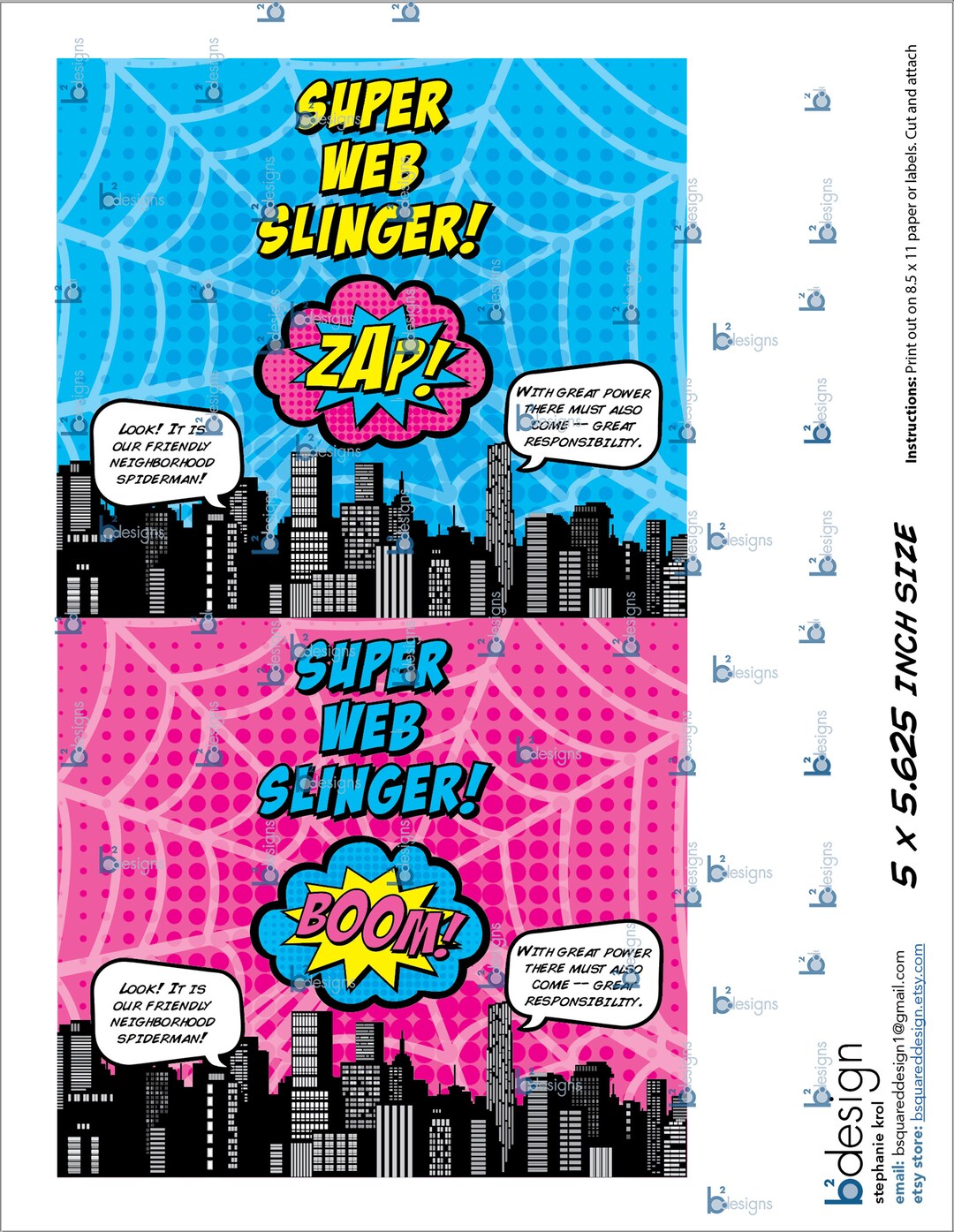 Superhero Silly String Labels • 5" X 5.625" • BPY Color Scheme: Blue ...