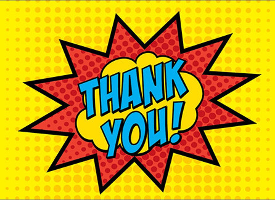 Superhero Thank You Cards 4 X 5.25 Folded - Etsy