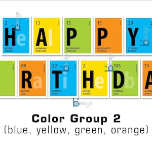 Periodic Table Banner • Happy Birthday Banner • 8.5 X 11 • Color Group ...