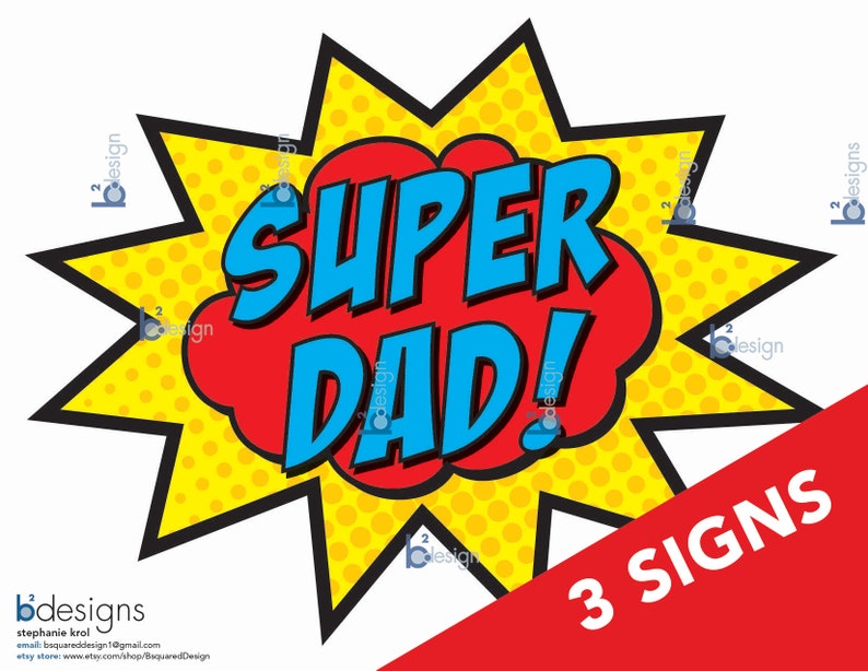 Super Dad Sign • 8" X 10" • 3 Signs • INSTANT DOWNLOAD - Etsy