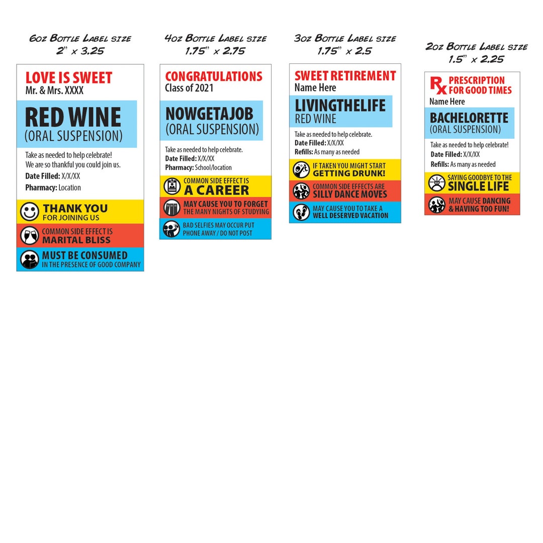 Shot / Oral / Liquid Prescription Labels • Customizable • Labels Only ...