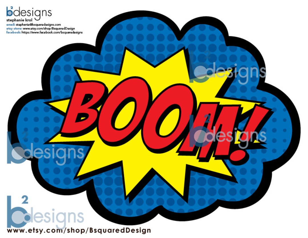 Superhero Party Signs • Boom, Pow, Zap, Bam, Pop • 8.5 X 11 Front to ...