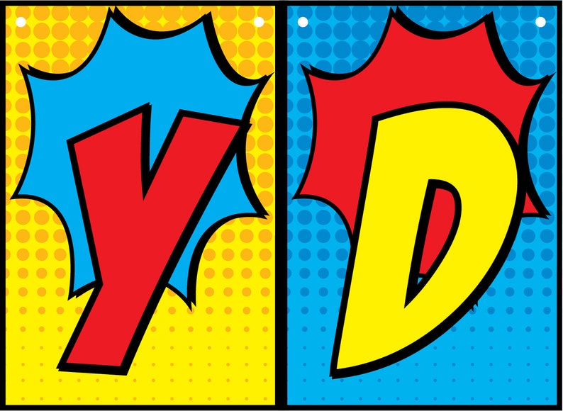 Superhero Banner • Custom Name • Printables - Etsy