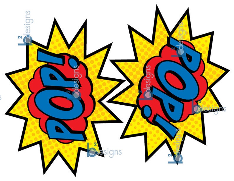 Superhero Signs Boom Pow Zap Bam Pow 1/2 Page Signs - Etsy