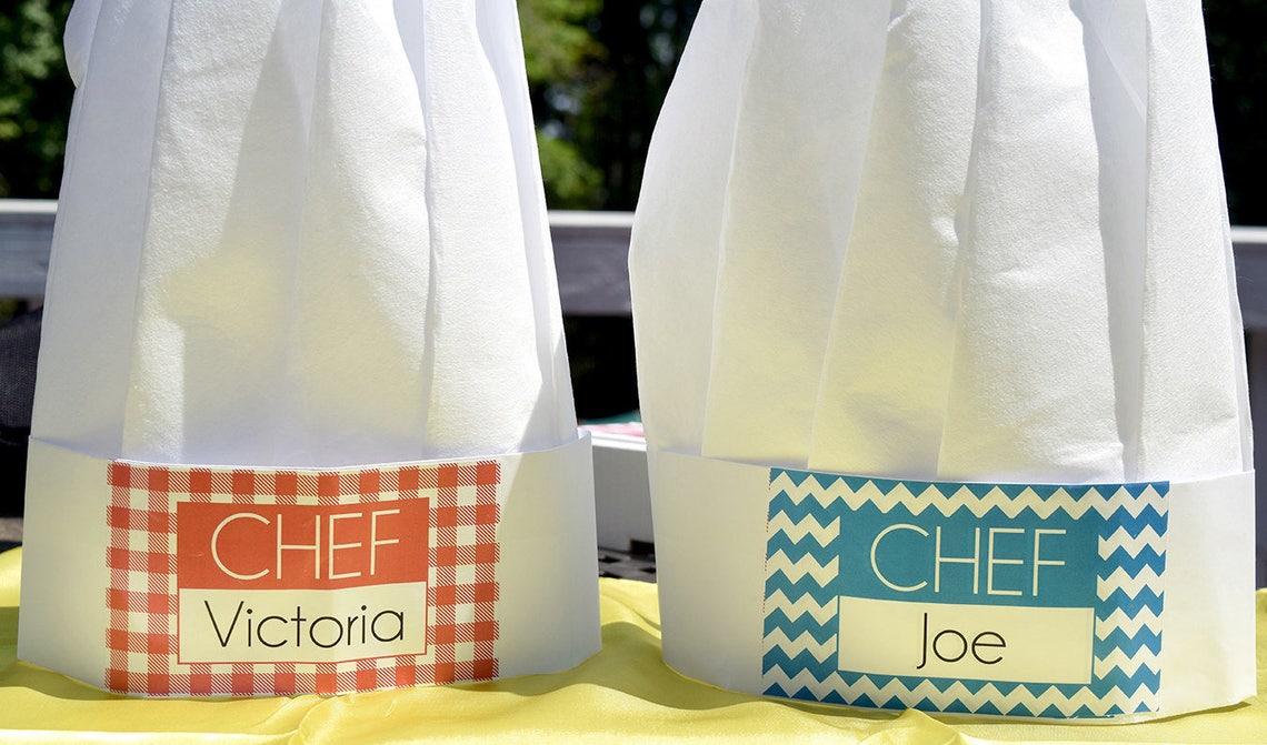 Chef Hat Stickers • BLANK • Red Gingham Only • Small Sketch Font ...