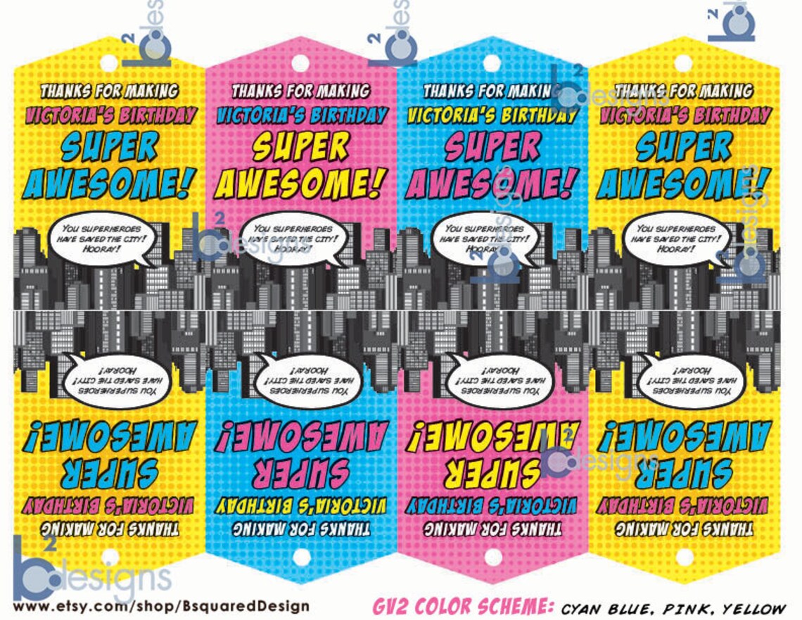 Superhero Bag Tags PRINTED - Etsy