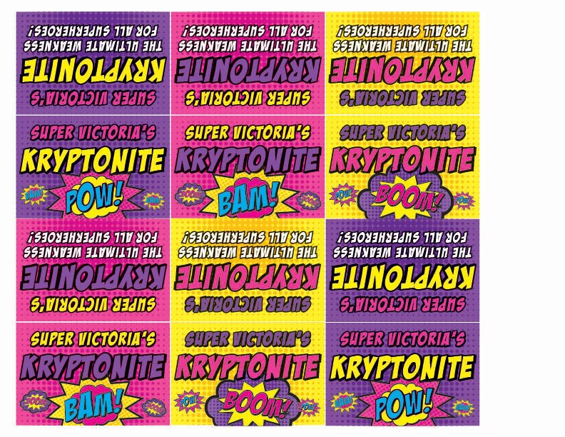 Superhero Kryptonite Candy Labels Bags and Labels Printed | Etsy