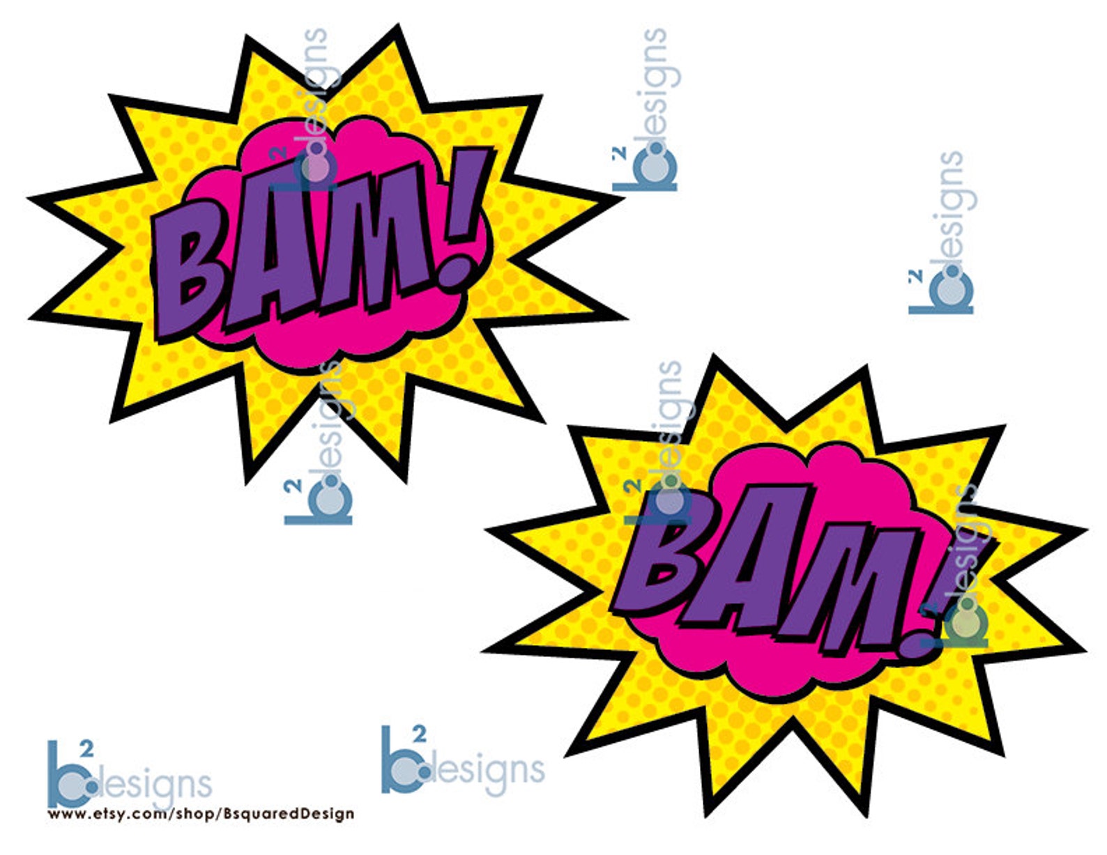 Superhero Signs Boom Pow Zap Bam Pow 1/4 page signs | Etsy