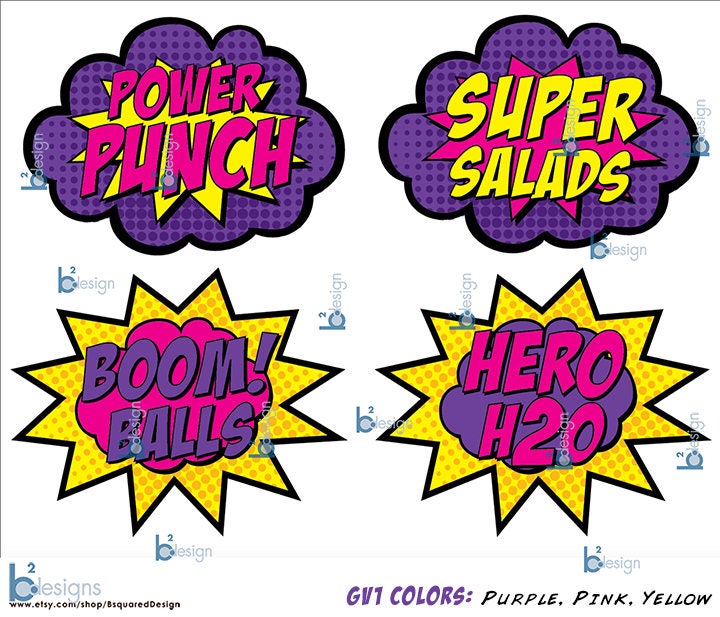 Superhero Food Cards Custom Text 1/4 Page Size printable - Etsy