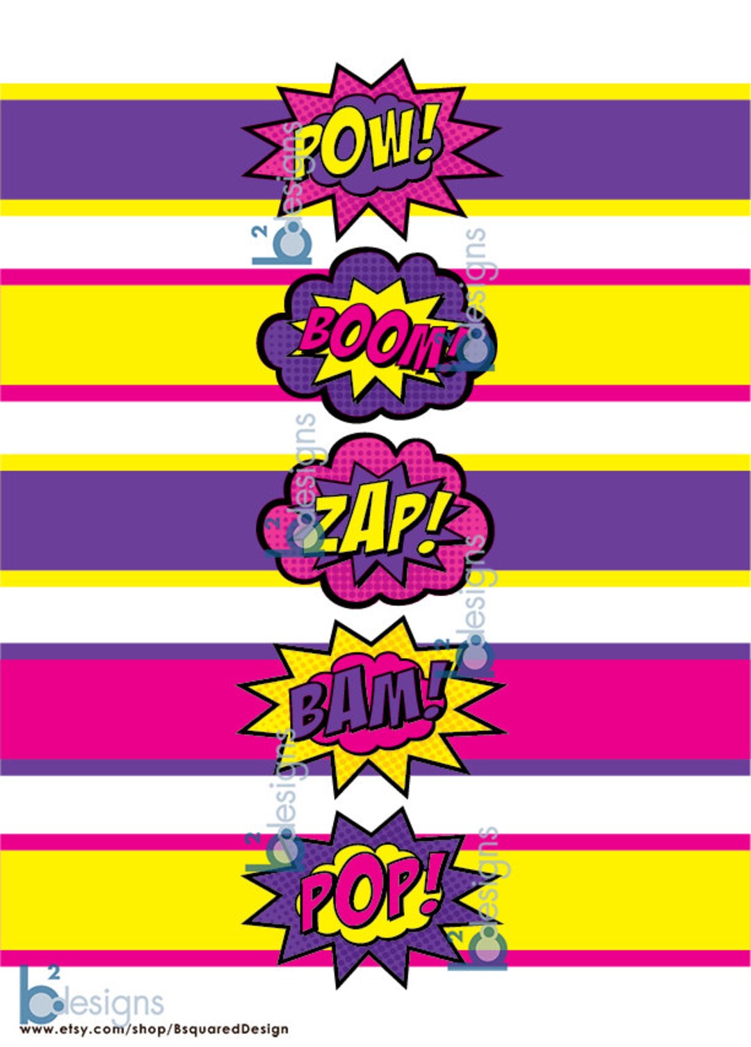 Superhero Waterbottle Labels • Pow! Boom! Zap! Pop! Bam! • GV1 Color ...
