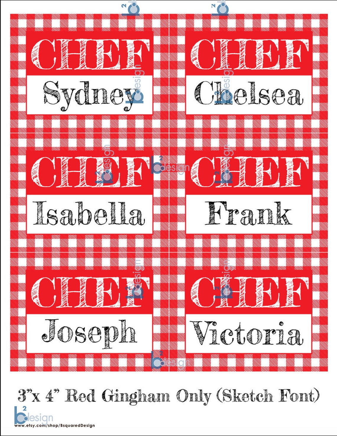 Chef Hat Stickers With Names Printable - Etsy
