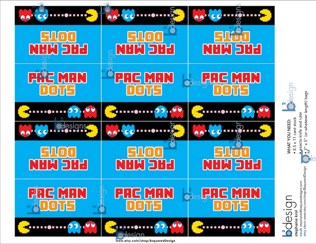 Arcade / Video / Gamer Candy Label • Pac Man Dots Candy • INSTANT ...