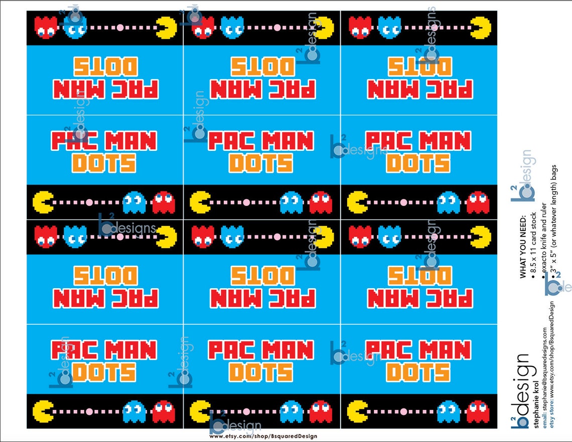 Arcade / Video / Gamer Candy Label Pac Man Dots Candy - Etsy