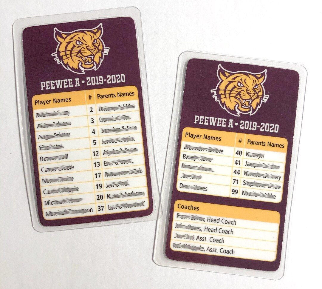 Custom Sports Team Roster Cards: Laminated Business Card Size - Etsy