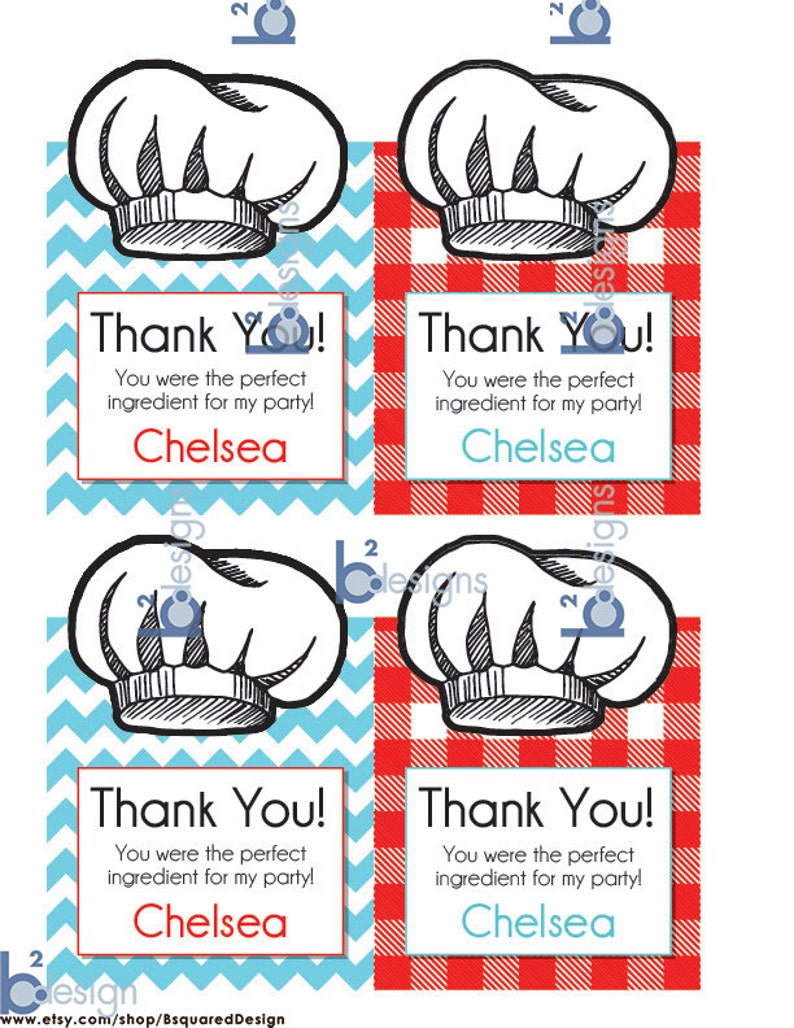 Cooking Party Gift Bag Labels PRINTABLE - Etsy